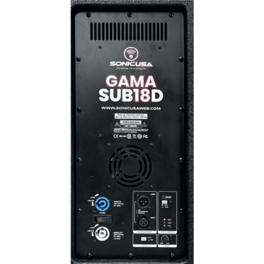 SONIC USA GAMA SUB 18D | Subwoofer Activo de 18’’ Clase D Premium con – Wave Acoustic